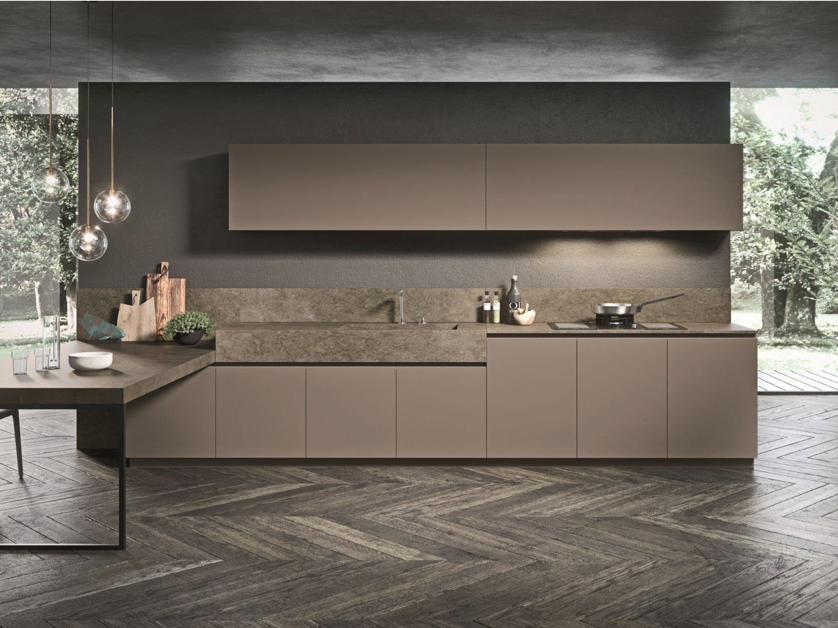 MOKA 06 Kitchen with island By Pedini