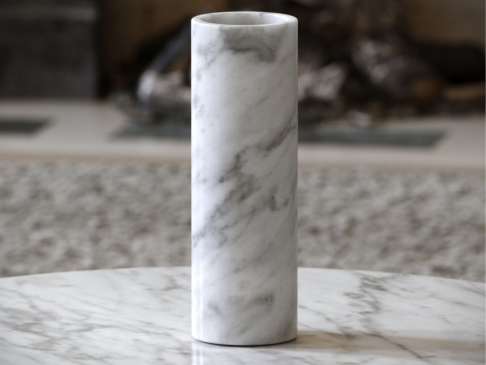 MORETTI | Carrara marble vase Handmade round Carrara marble vase By LUSSO