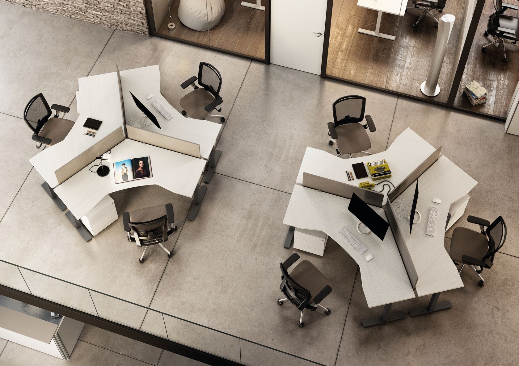 GLAM Sectional wooden office desk with drawers By Styloffice