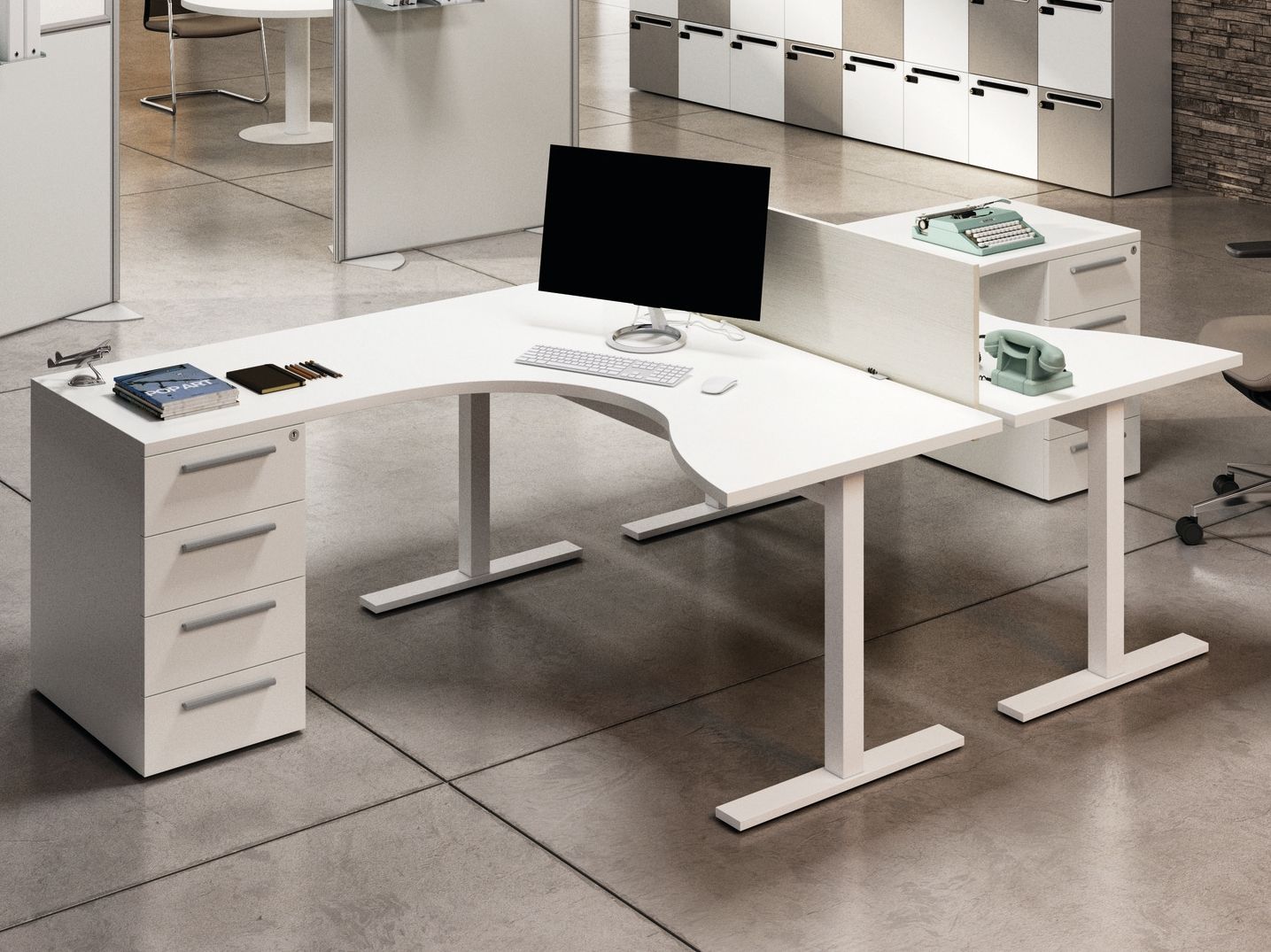 GLAM Sectional wooden office desk with drawers By Styloffice