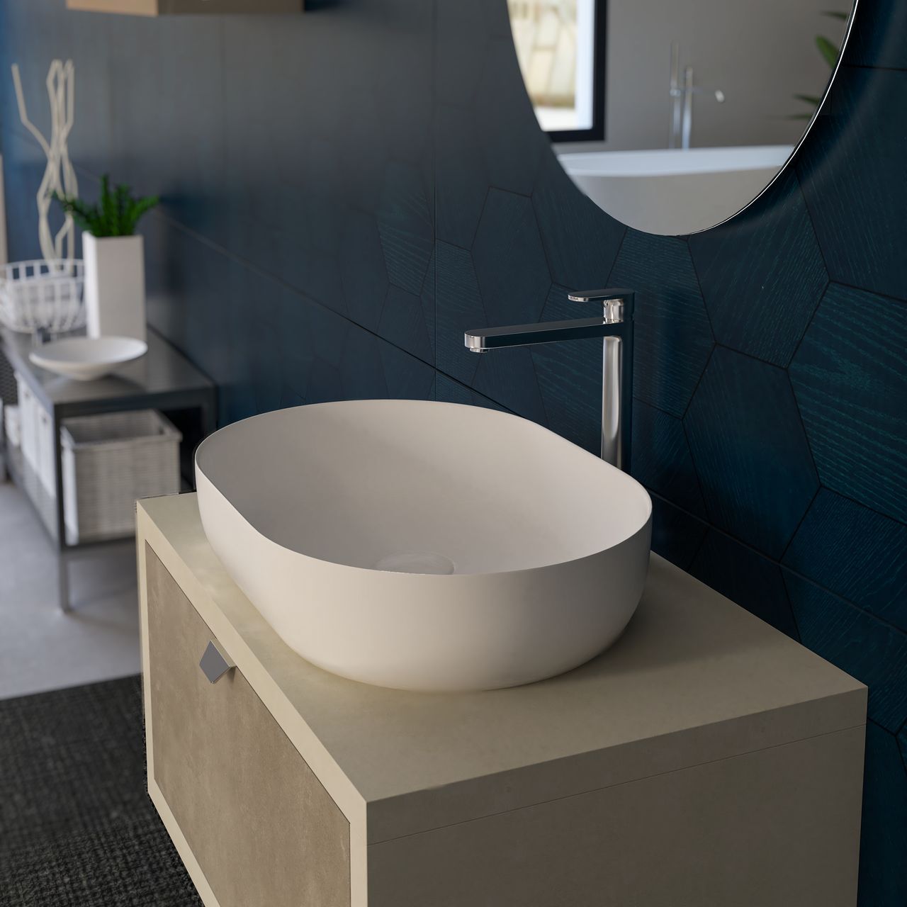 MUSA Lavabo da appoggio ovale in ceramica By Ercos