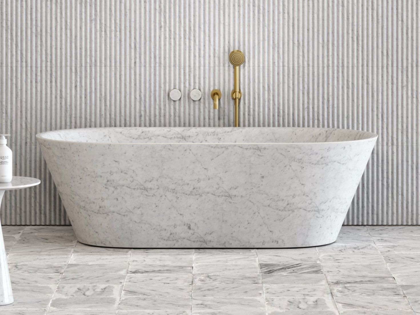MUSE | Carrara marble bathtub Freestanding oval Carrara marble bathtub ...