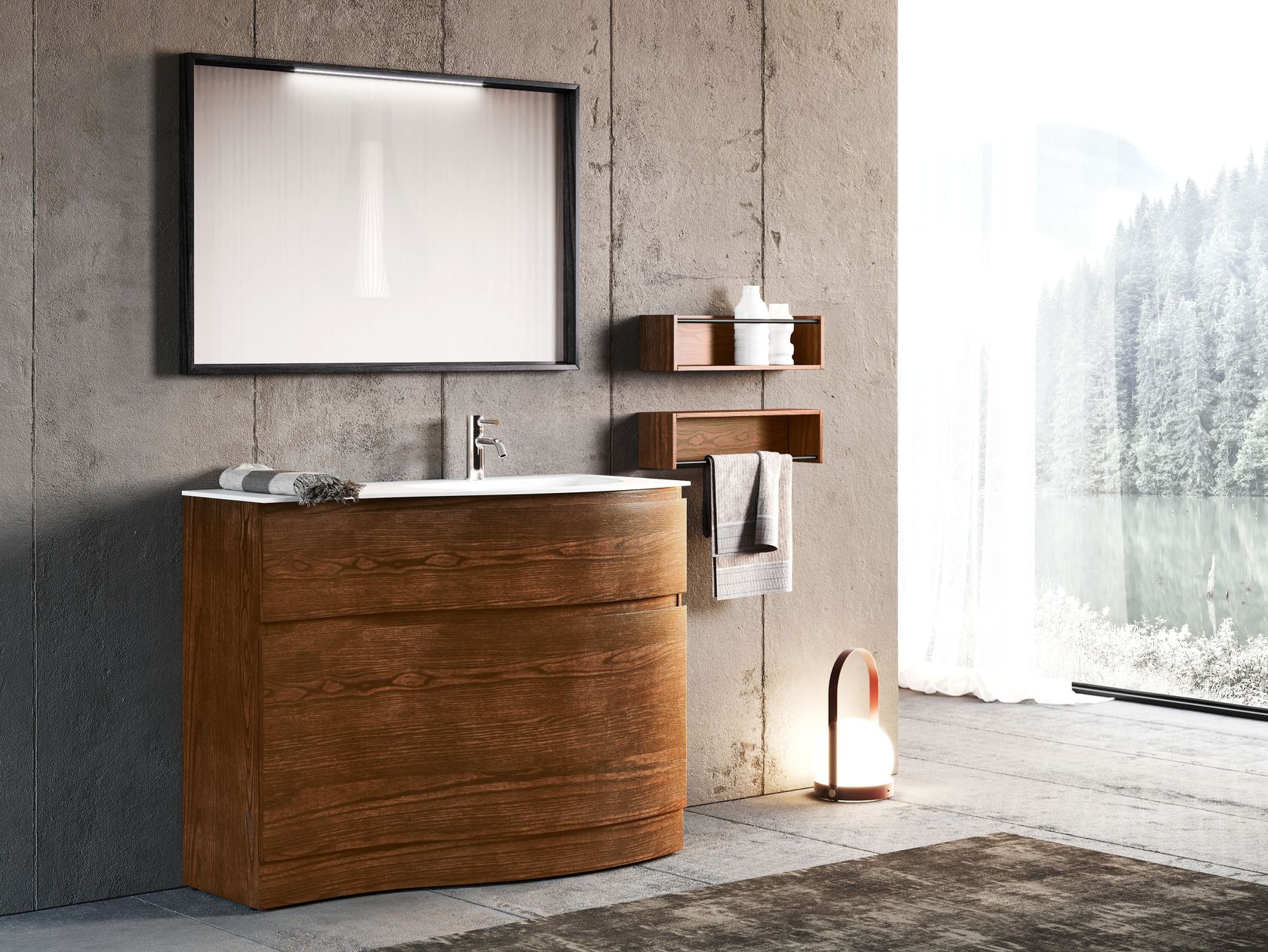 INCANTO Floor-standing ash vanity unit with drawers By Mobiltesino