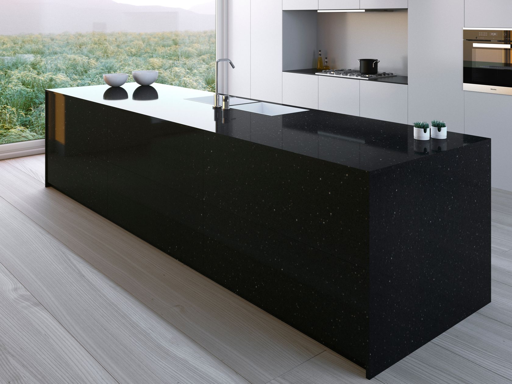 Bancada de cozinha de Silestone® NEGRO STELLAR By Cosentino