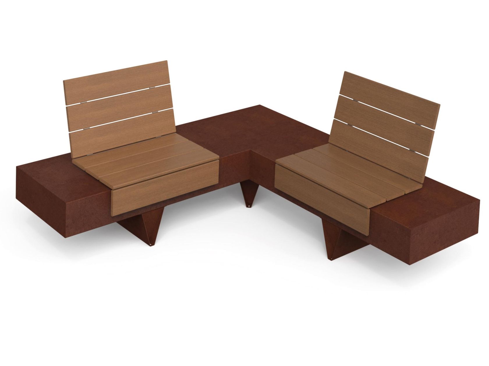 NORSE A2 Modular Corten™ bench with back By Metalco | design Massimo Tasca