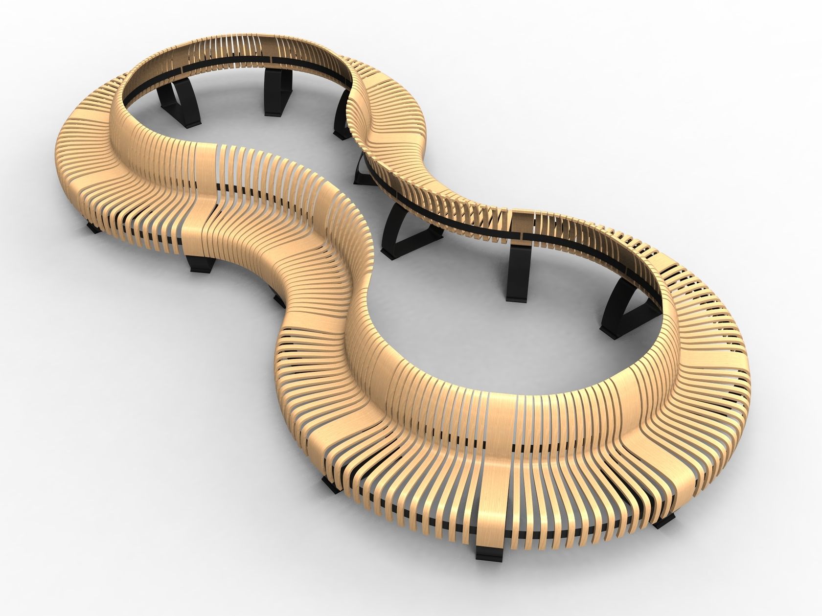 NOVA C BACK Curved Modular Bench with backrest By Green Furniture ...