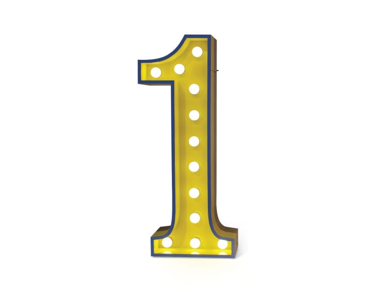 Fluorescent Light letter NUMBER 1 By Delightfull