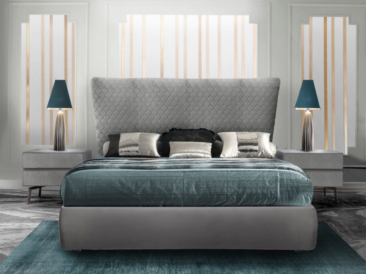Upholstered double bed with upholstered headboard NYX | Double bed Nyx ...
