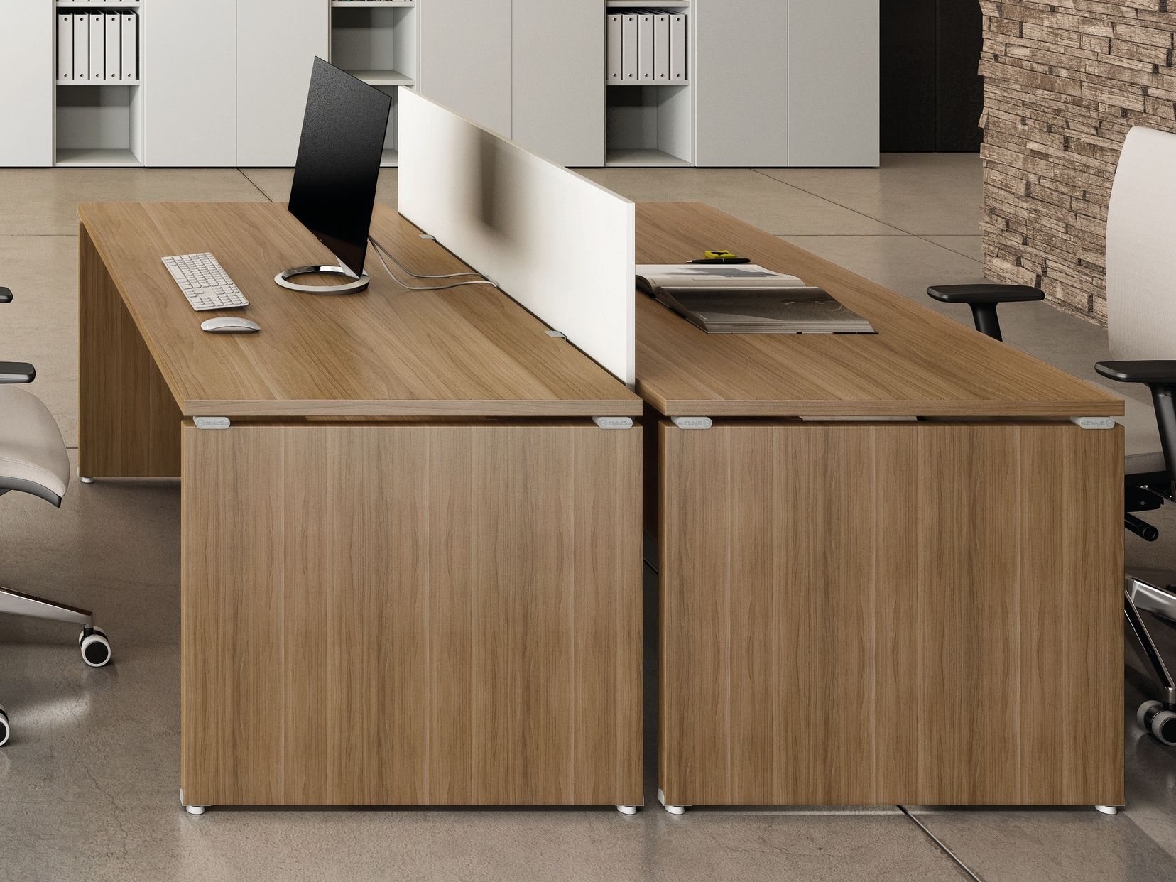 GLAM Sectional wooden workstation desk with drawers By Styloffice