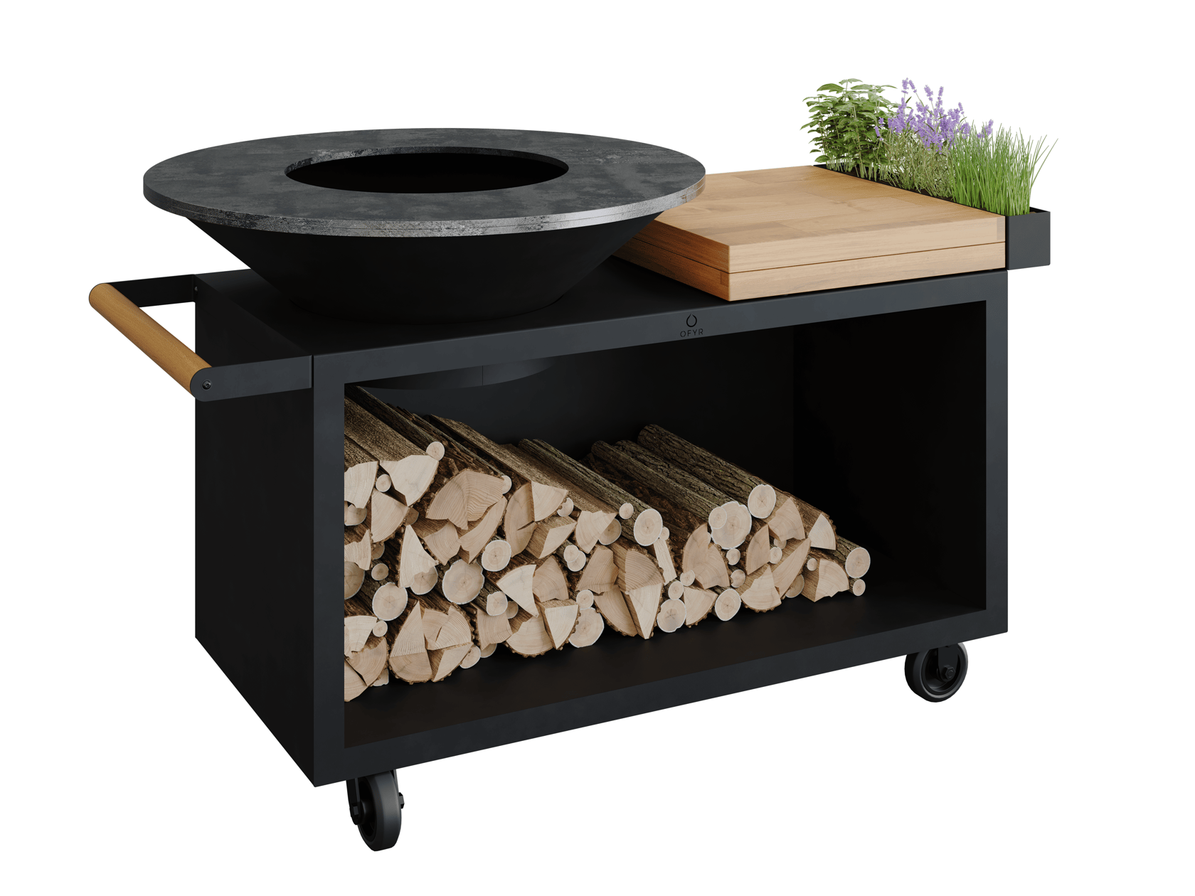 OFYR ISLAND BLACK 100 PRO TEAK WOOD barbecue By OFYR