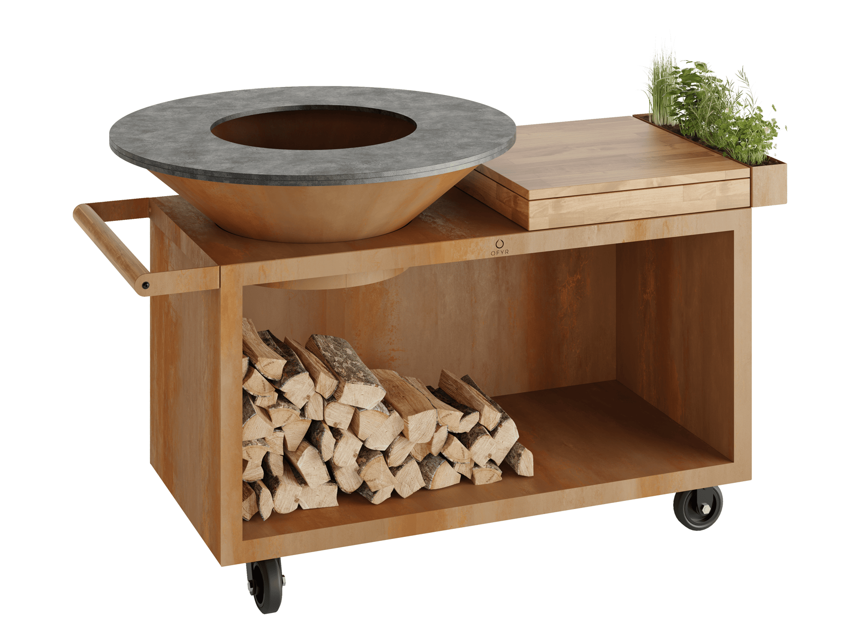 OFYR ISLAND CORTEN 100 PRO TEAK WOOD Churrasqueira By OFYR