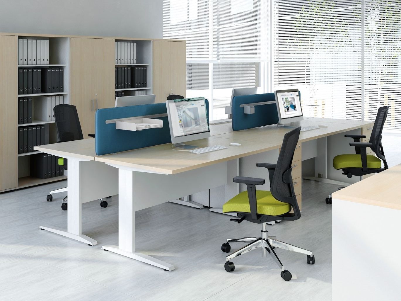 Multiple office workstation with sound absorbing screens OGI_N | Office ...