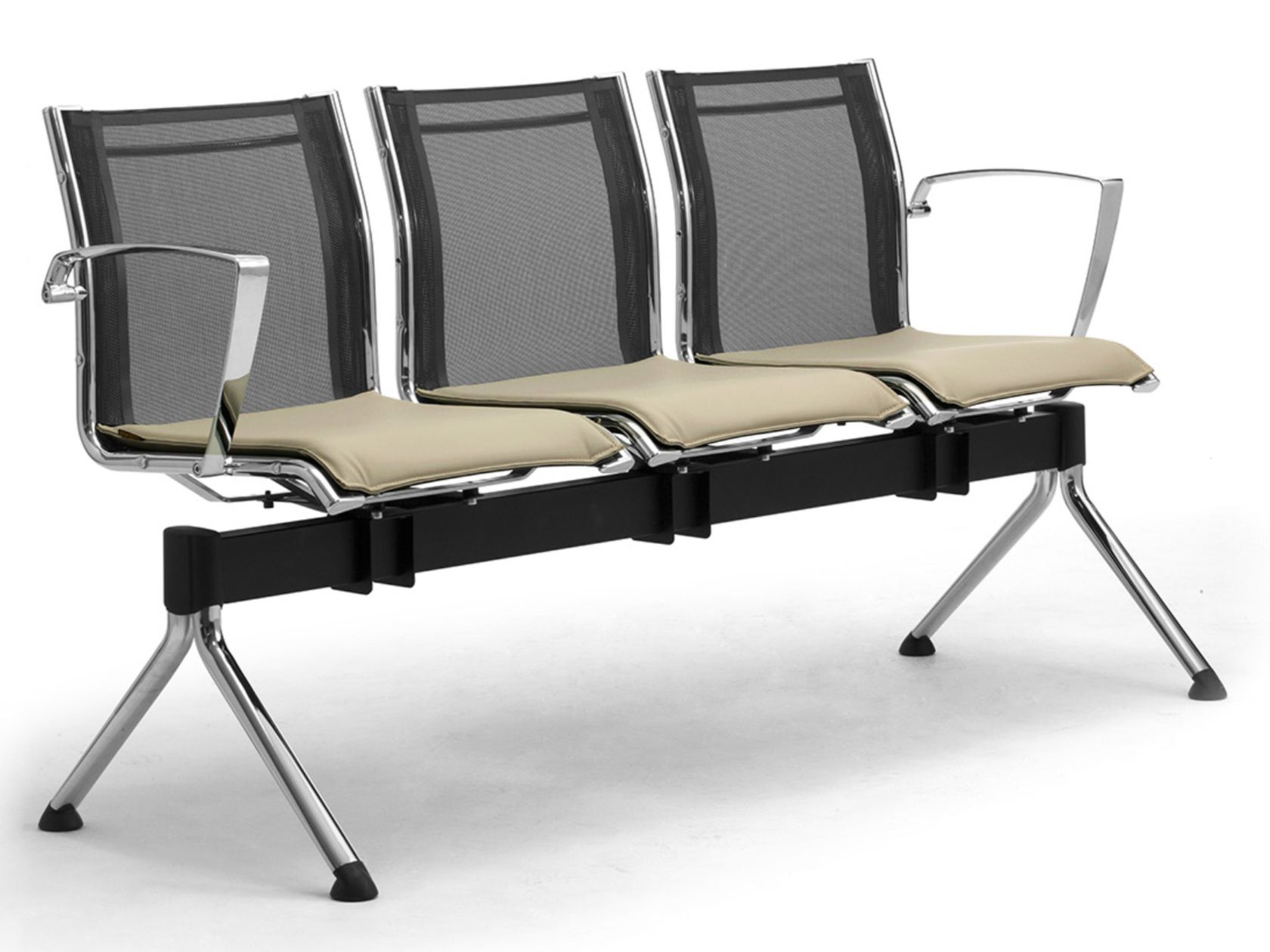 ORIGAMI RX | Beam seating Freestanding steel beam seating with armrests By Leyform