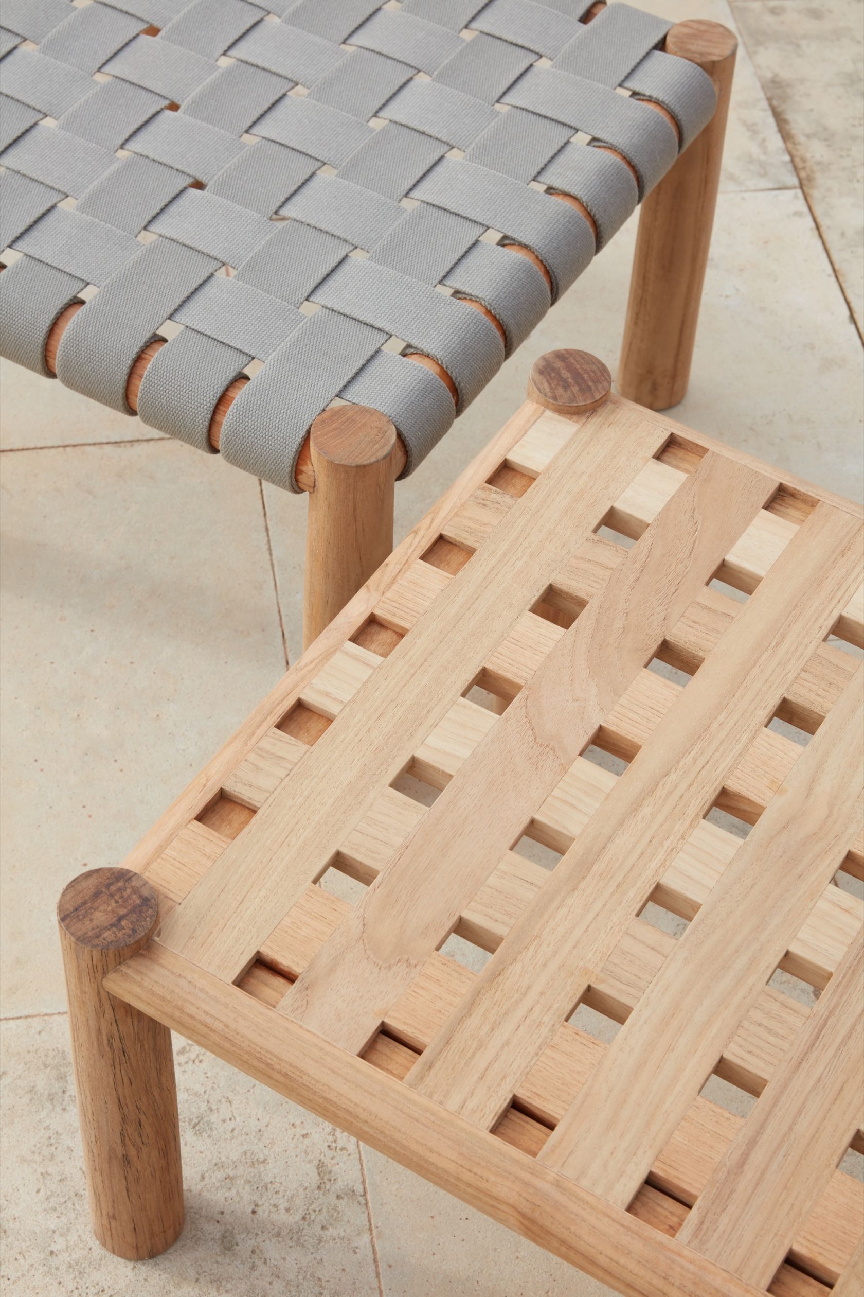 PEVERO Low square teak garden side table By Unopiù