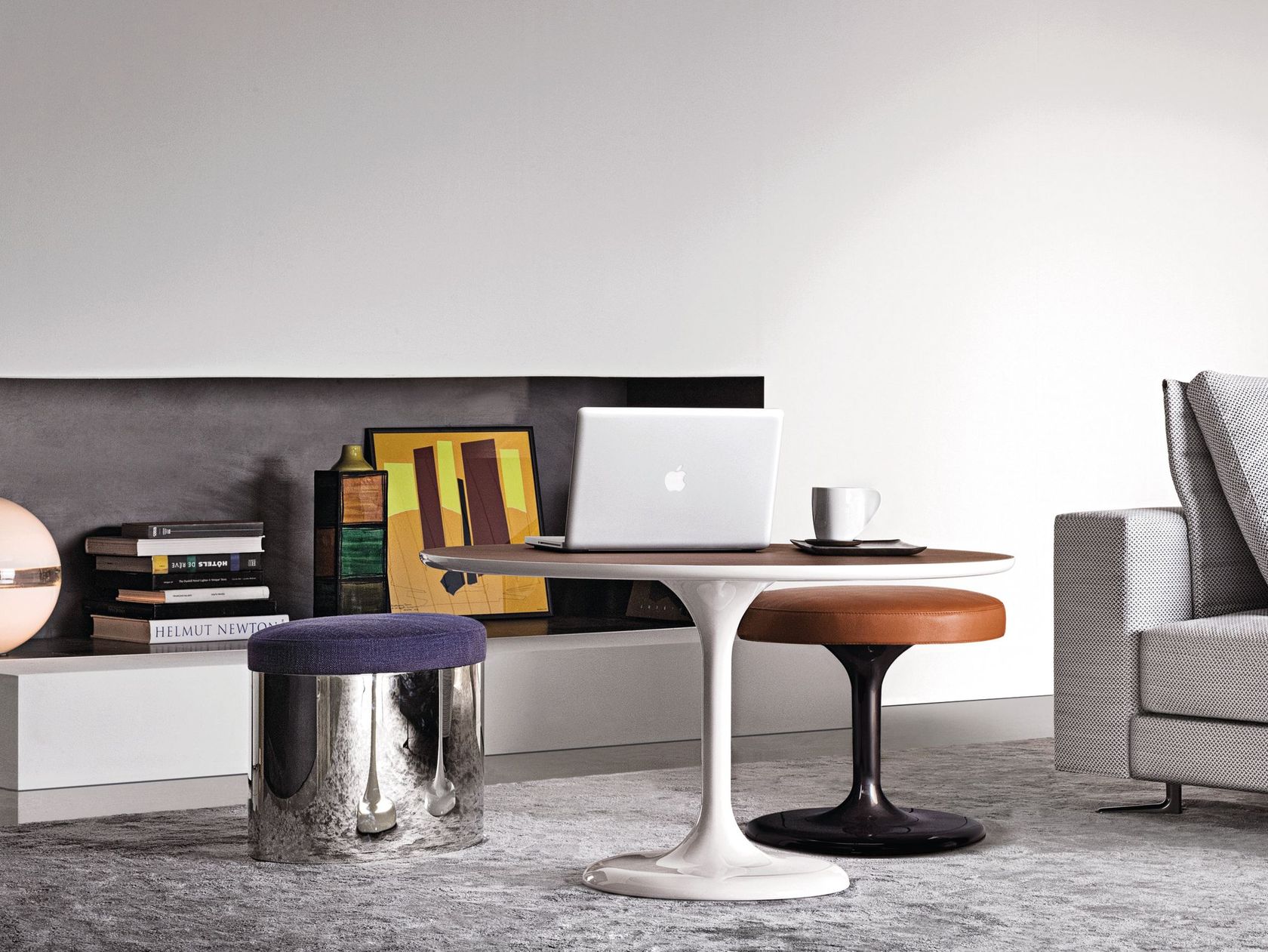 Low felt stool OTTOMAN - NETO By Minotti design Rodolfo Dordoni