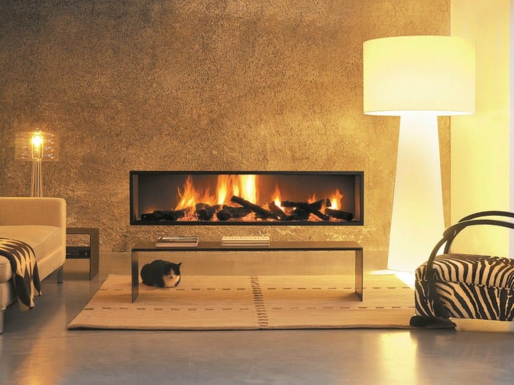 Built-in fireplace with panoramic glass NEOFOCUS By Focus creation ...