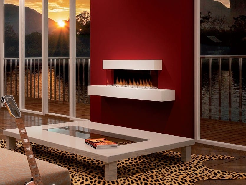 Wall-mounted electric fireplace with panoramic glass PANORAMA SUITE By ...