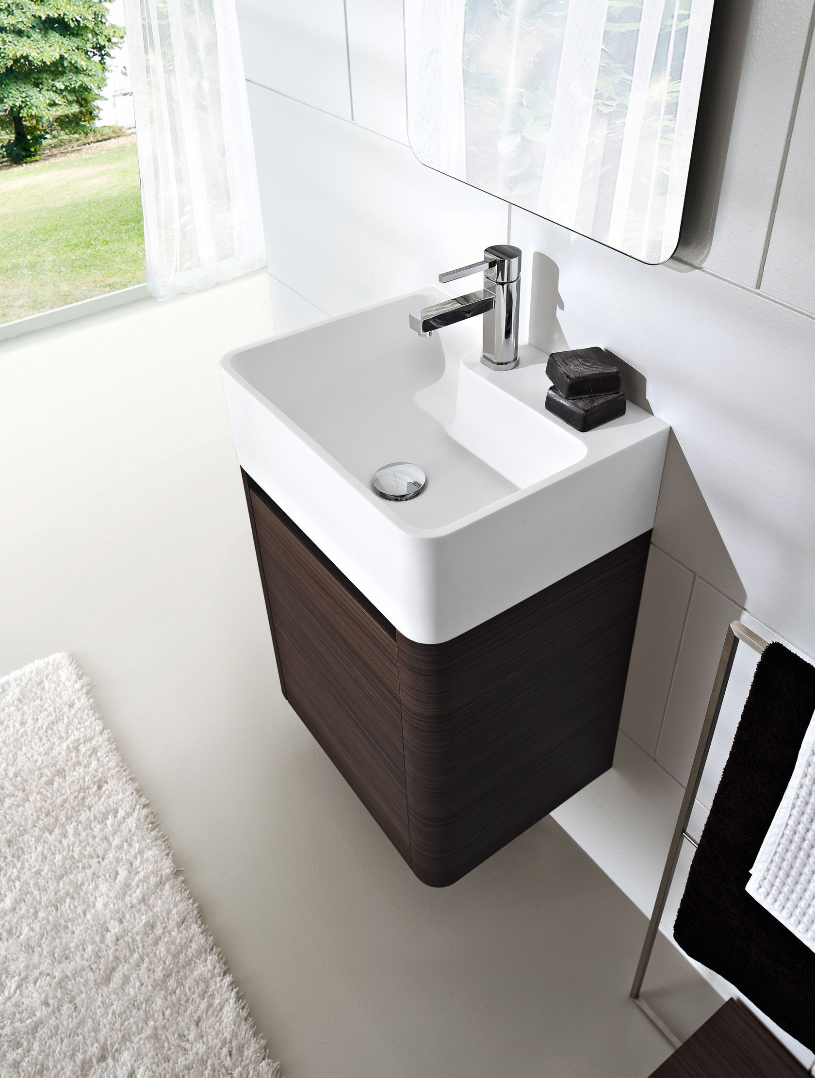 Mobile lavabo sospeso in wengè COMP MSP03 By Idea