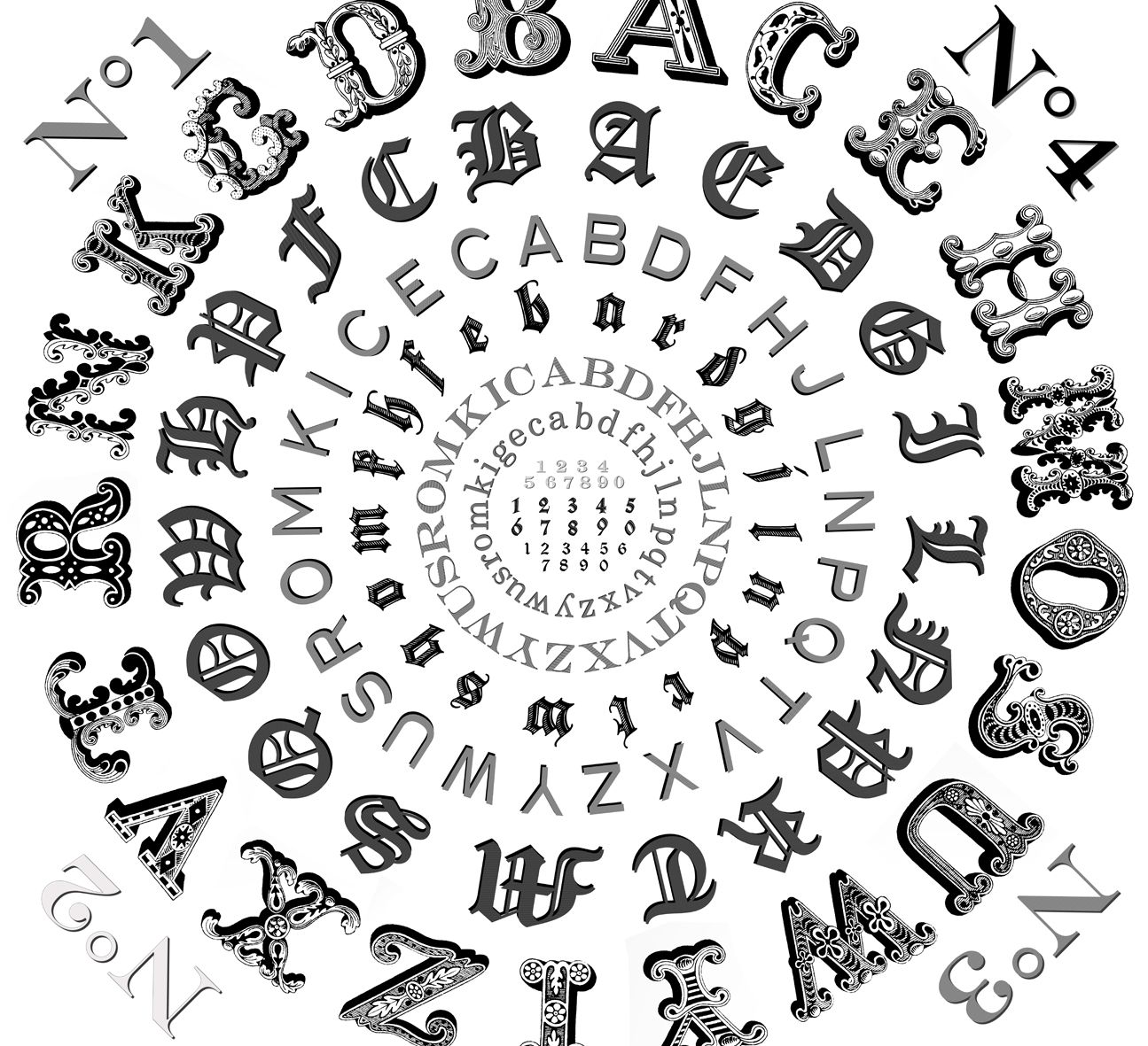 Wall effect writing wallpaper ALPHABETICAL SWIRL By Wall&decò design ...