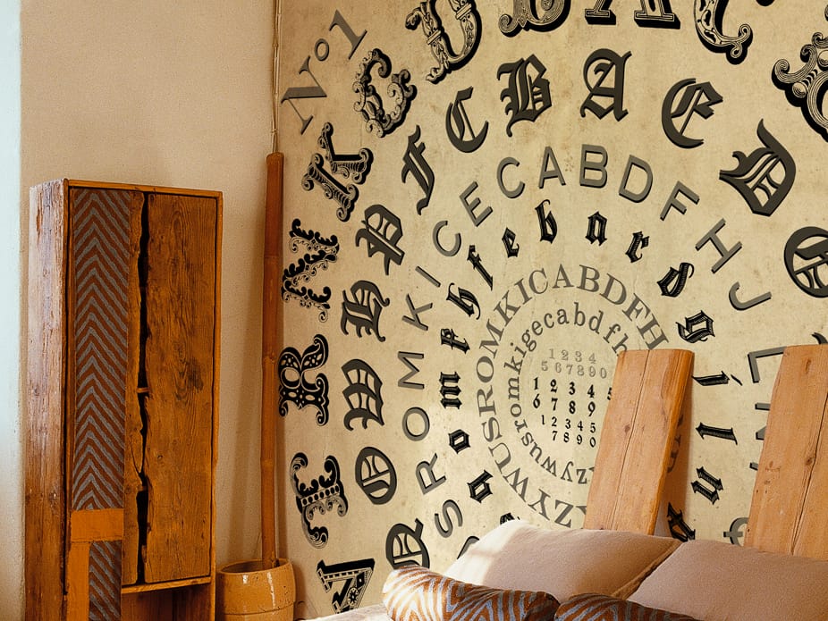 Wall effect writing wallpaper ALPHABETICAL SWIRL By Wall&decò design ...
