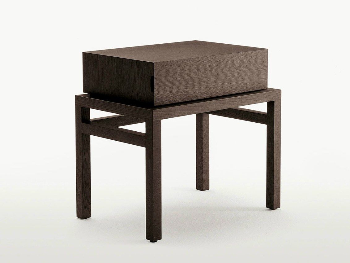 Rectangular solid wood bedside table with drawers THRONOS By Maxalto ...