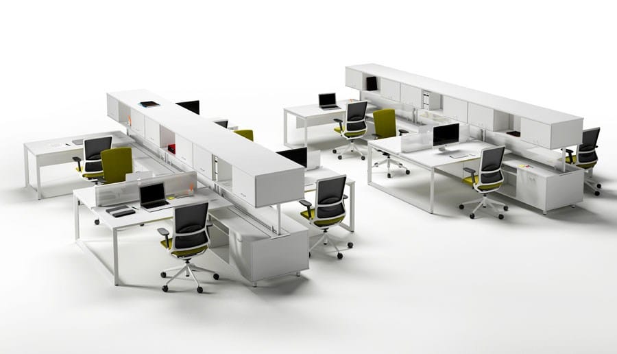 SPINE Sectional office desk with shelves By ACTIU