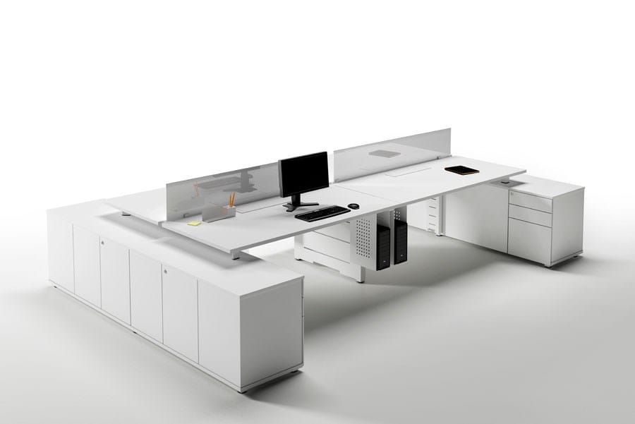 SPINE Sectional office desk with shelves By ACTIU