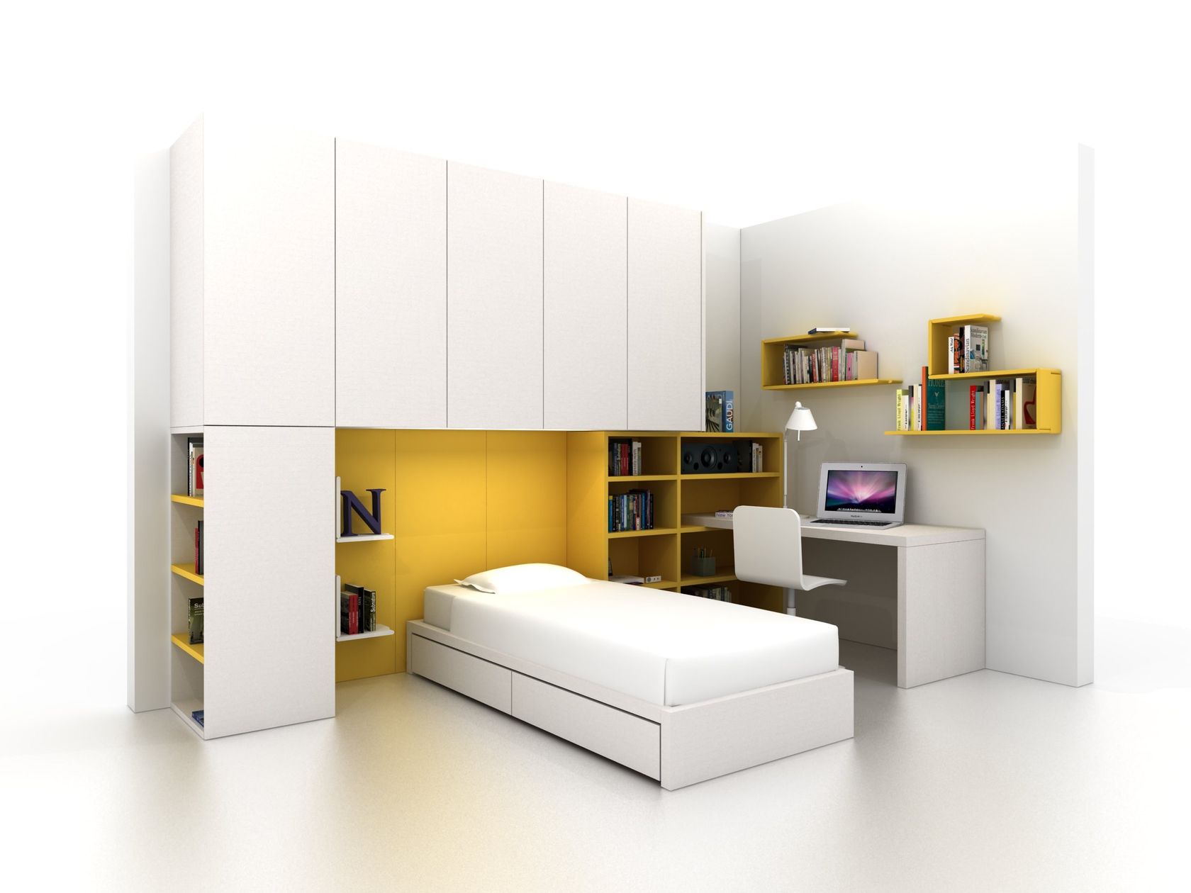 Fitted teenage bedroom with bridge wardrobe Z406 By Zalf