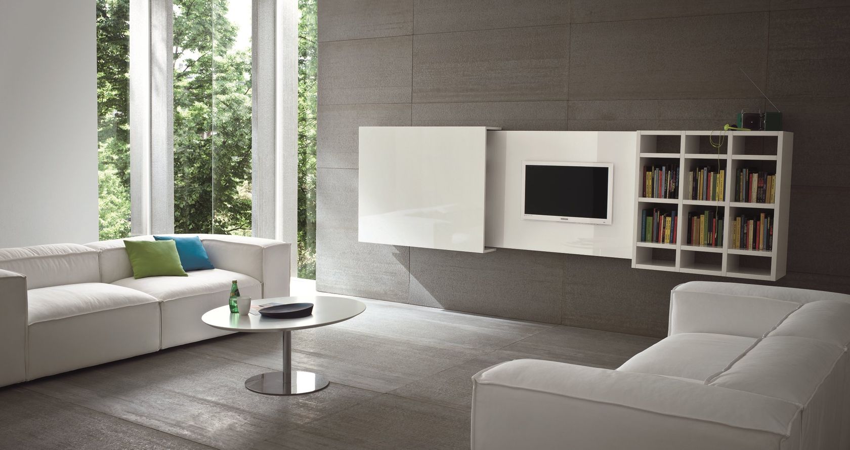SLIM 10 Wall-mounted retractable TV cabinet By Dall'Agnese | design ...