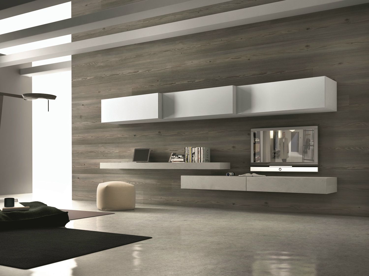 Sectional wall-mounted TV wall system InclinART - 262 By Presotto ...