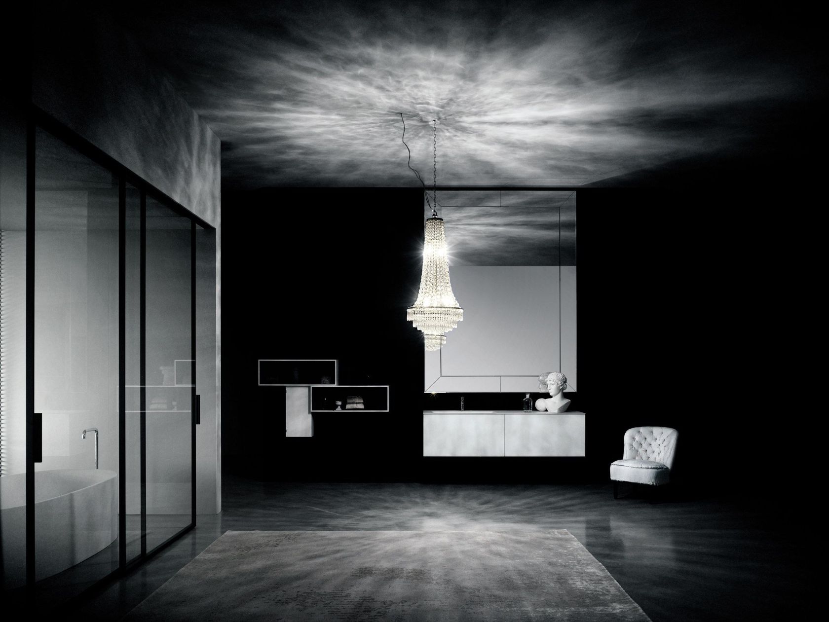 Single wall-mounted glass vanity unit SOHO By Boffi design Piero Lissoni