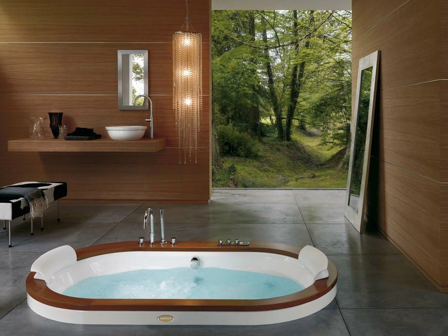Vasca da bagno ovale con idromassaggio da incasso OPALIA WOOD / STONE ...