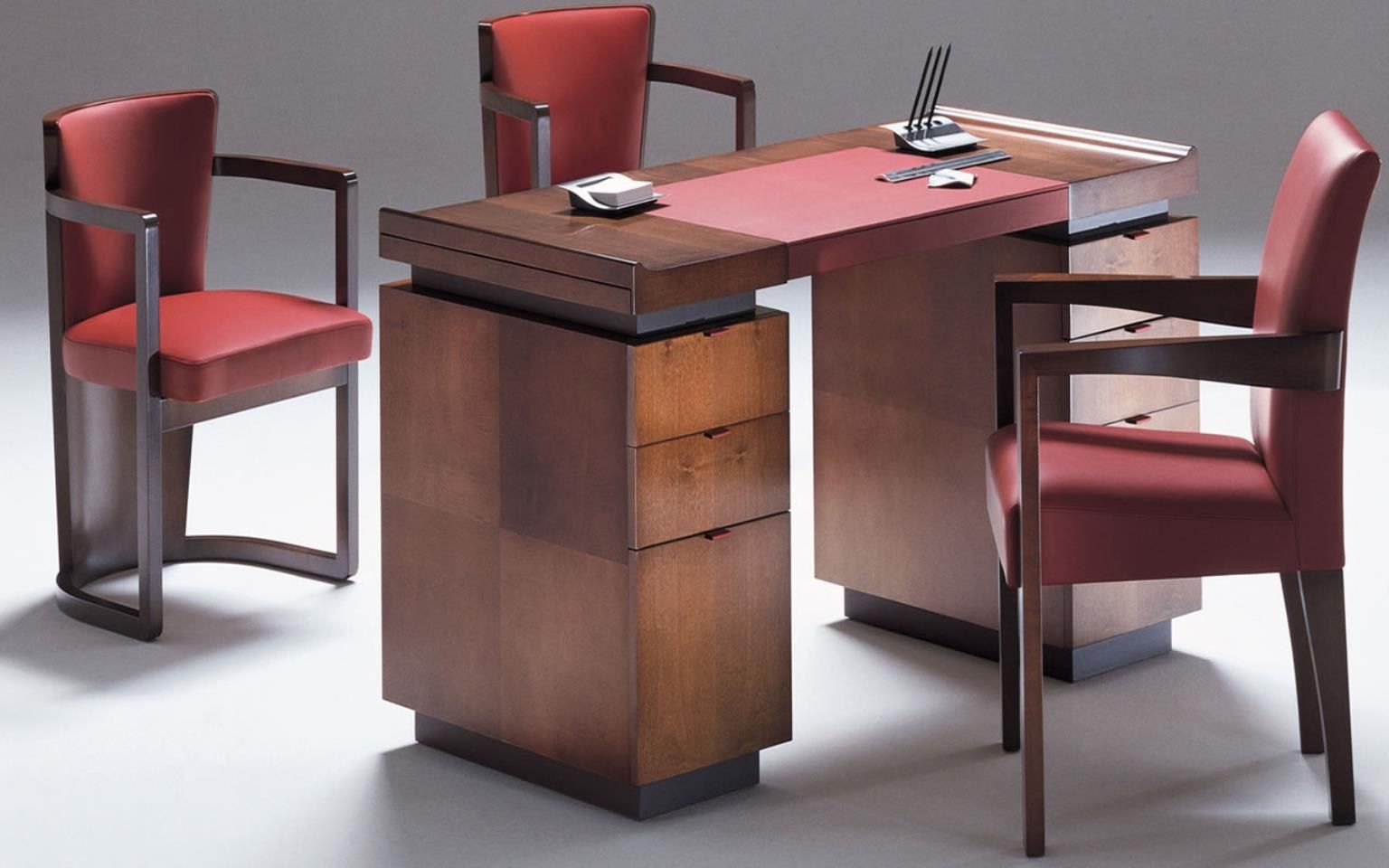 PRINCETON | Writing desk Rectangular wooden writing desk with drawers ...
