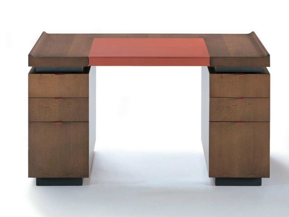 PRINCETON | Writing desk Rectangular wooden writing desk with drawers ...