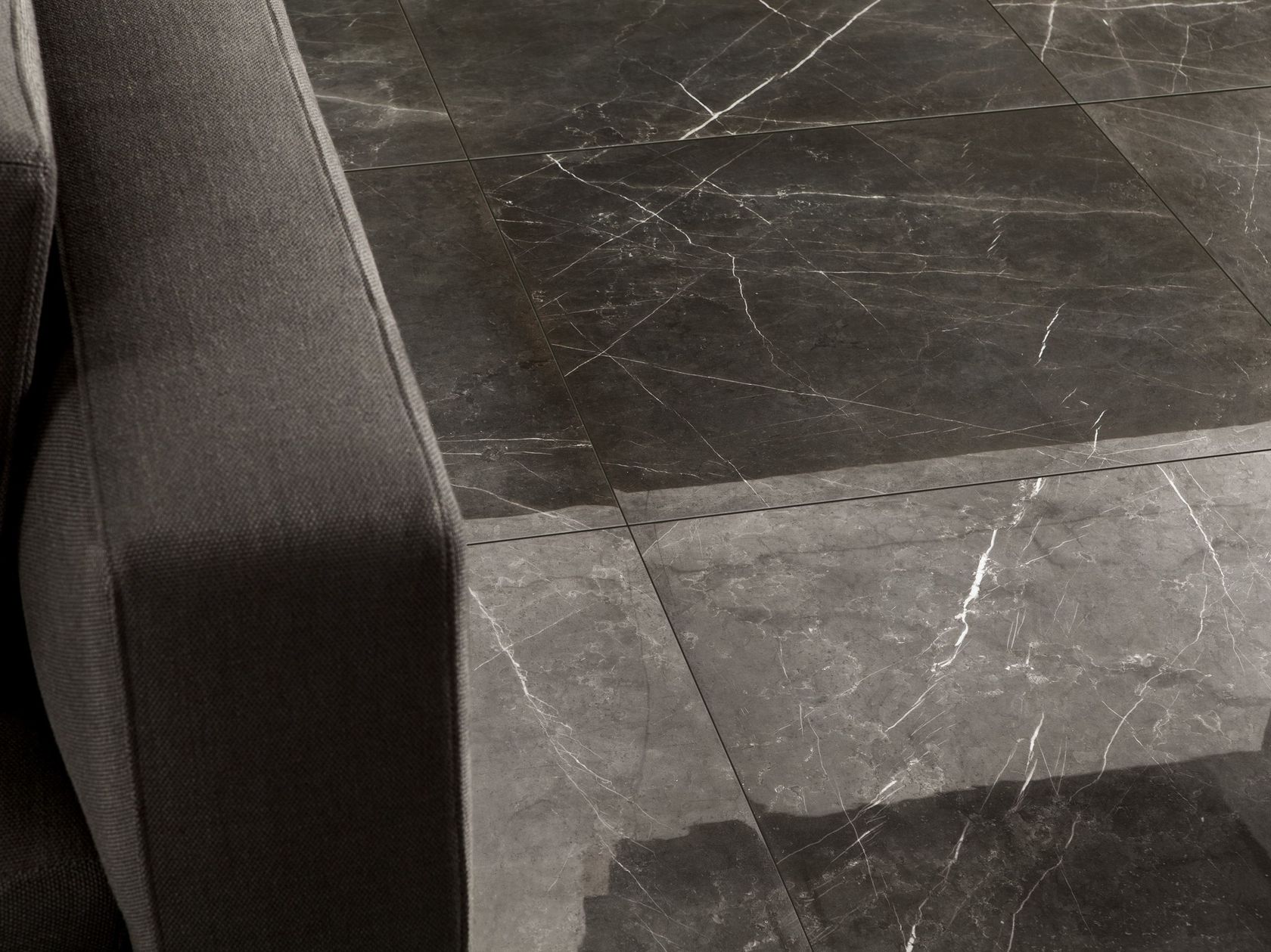 Porcelain stoneware wall/floor tiles with marble effect ANIMA GRAPHITE ...