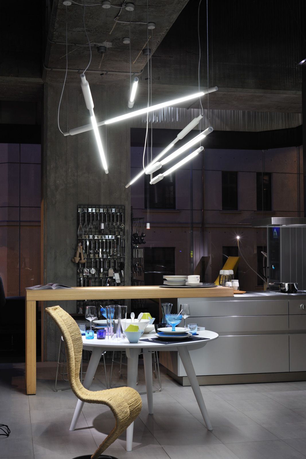 Direct light fluorescent aluminium pendant lamp SLIM HORIZONTAL By ...