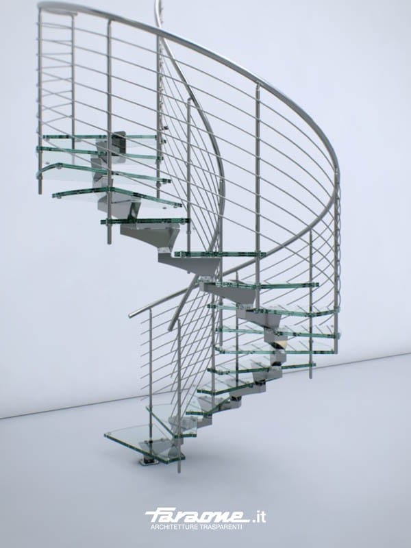 Glass and aluminium Spiral staircase MISTRAL By FARAONE design Matteo ...