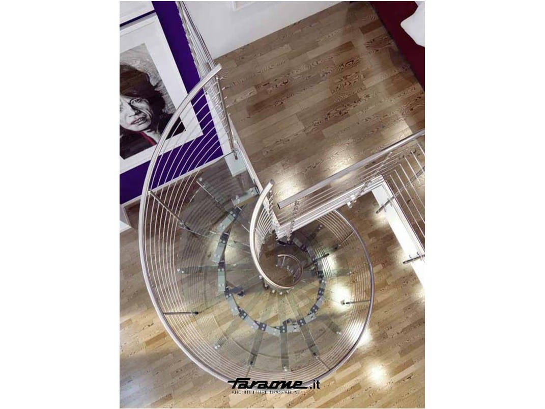 Glass and aluminium Spiral staircase MISTRAL By FARAONE design Matteo ...