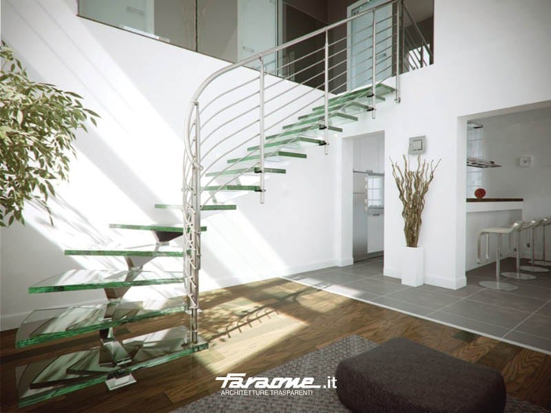 Glass and aluminium Spiral staircase MISTRAL By FARAONE design Matteo ...