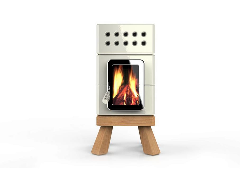 Stufa a legna in ceramica MINISTACK By LA CASTELLAMONTE design adriano ...