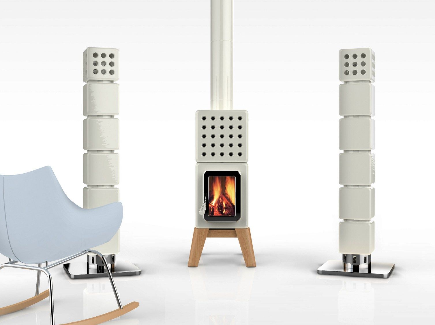 Wood-burning ceramic stove THERMOSTACK By LA CASTELLAMONTE design ...