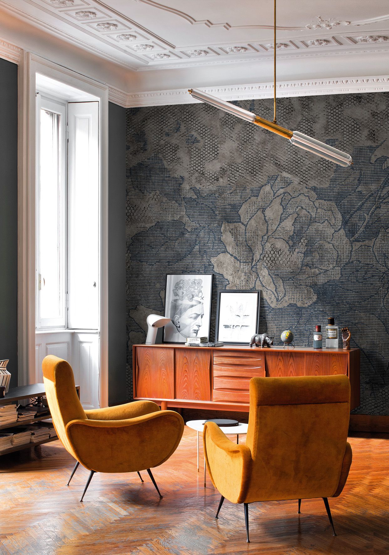 BROCART Wallpaper with floral pattern By Wall&decò | design Giovanni Pesce