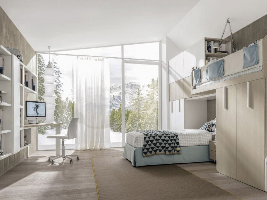 Teenage bedroom with bridge wardrobe Z321 By Zalf