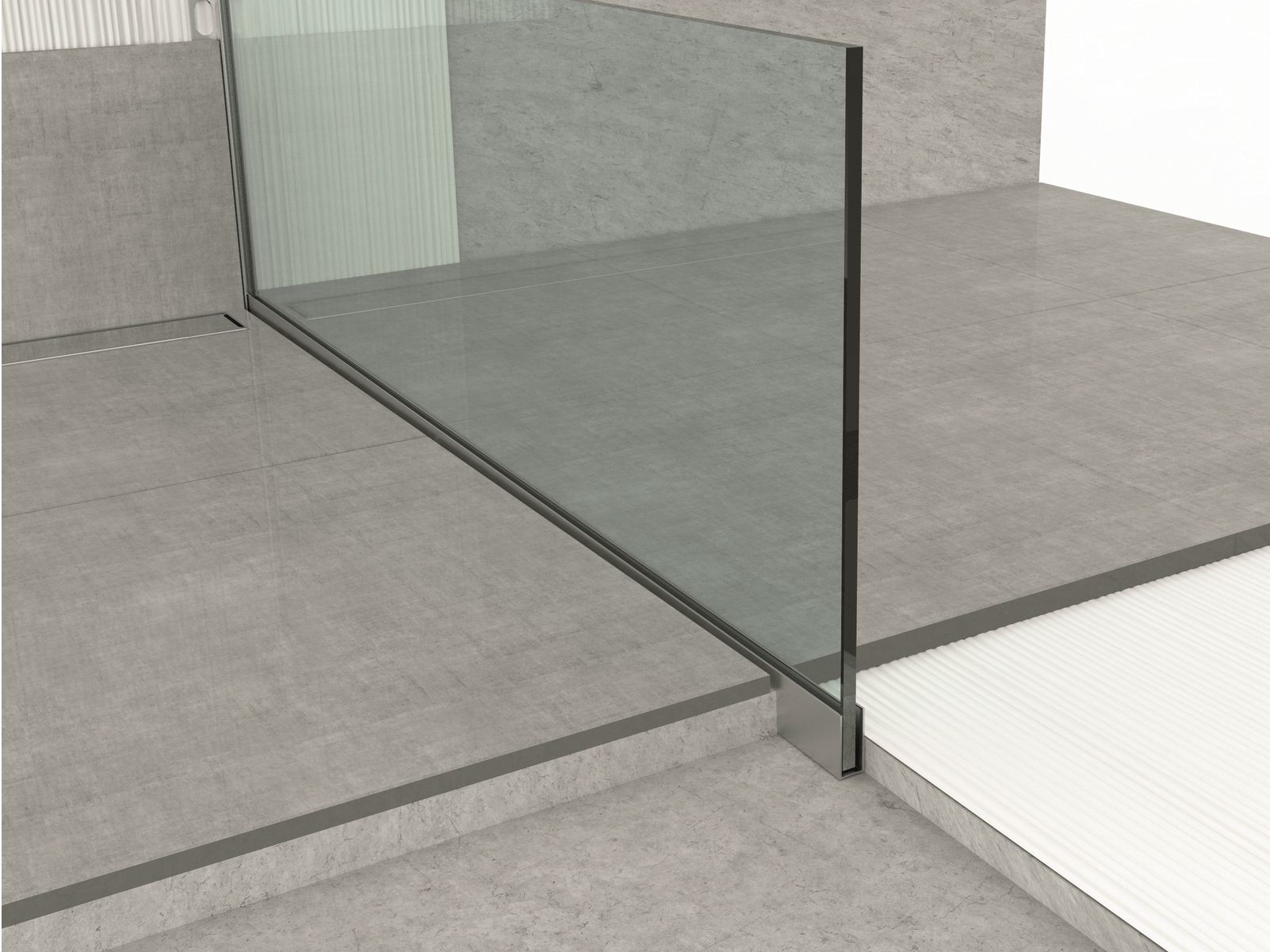 Aluminium edge profile for floors GLASS PROFILE GU By PROFILPAS