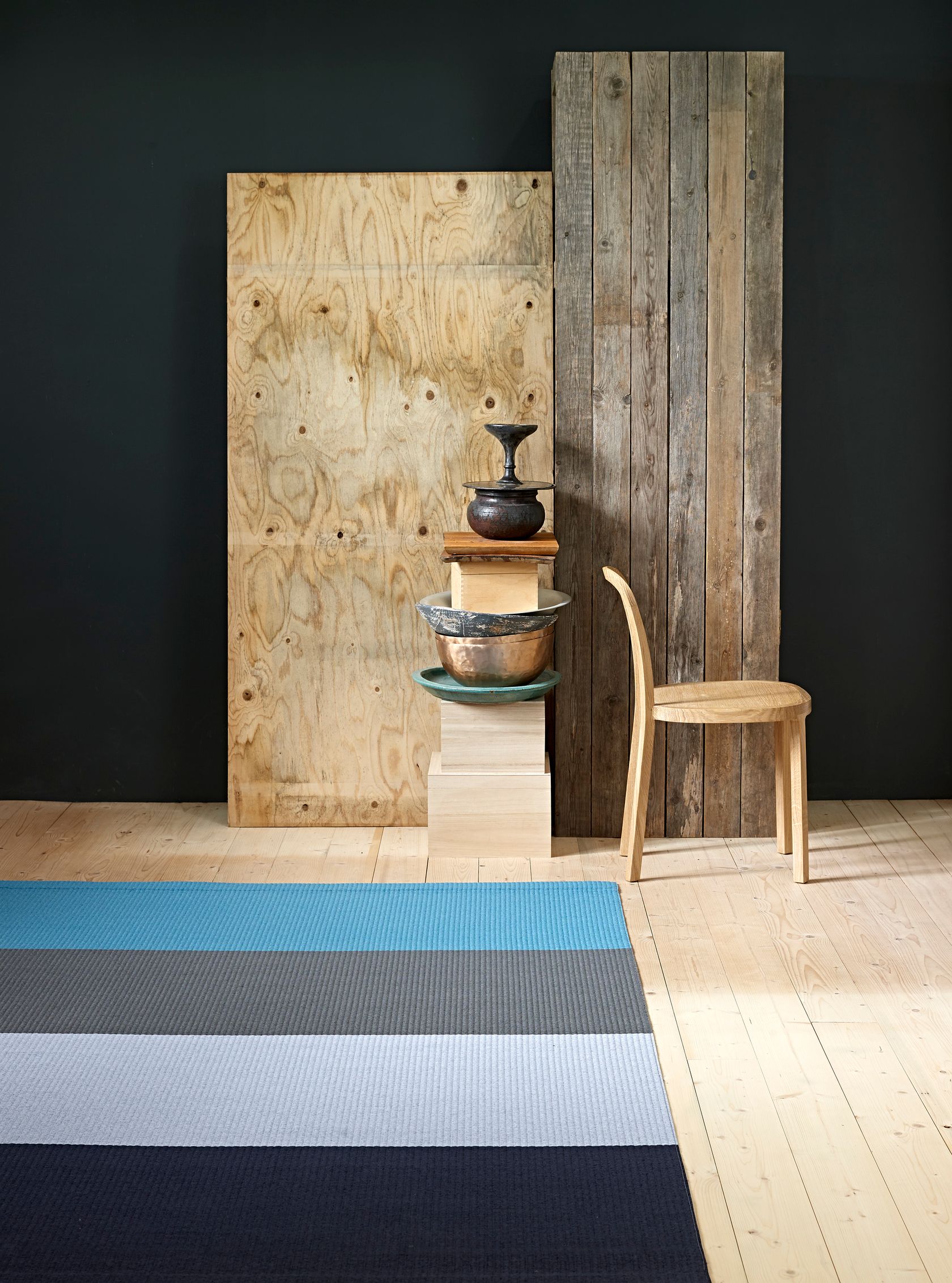 Striped rectangular paper yarn rug FOURWAYS By Woodnotes design Ritva ...