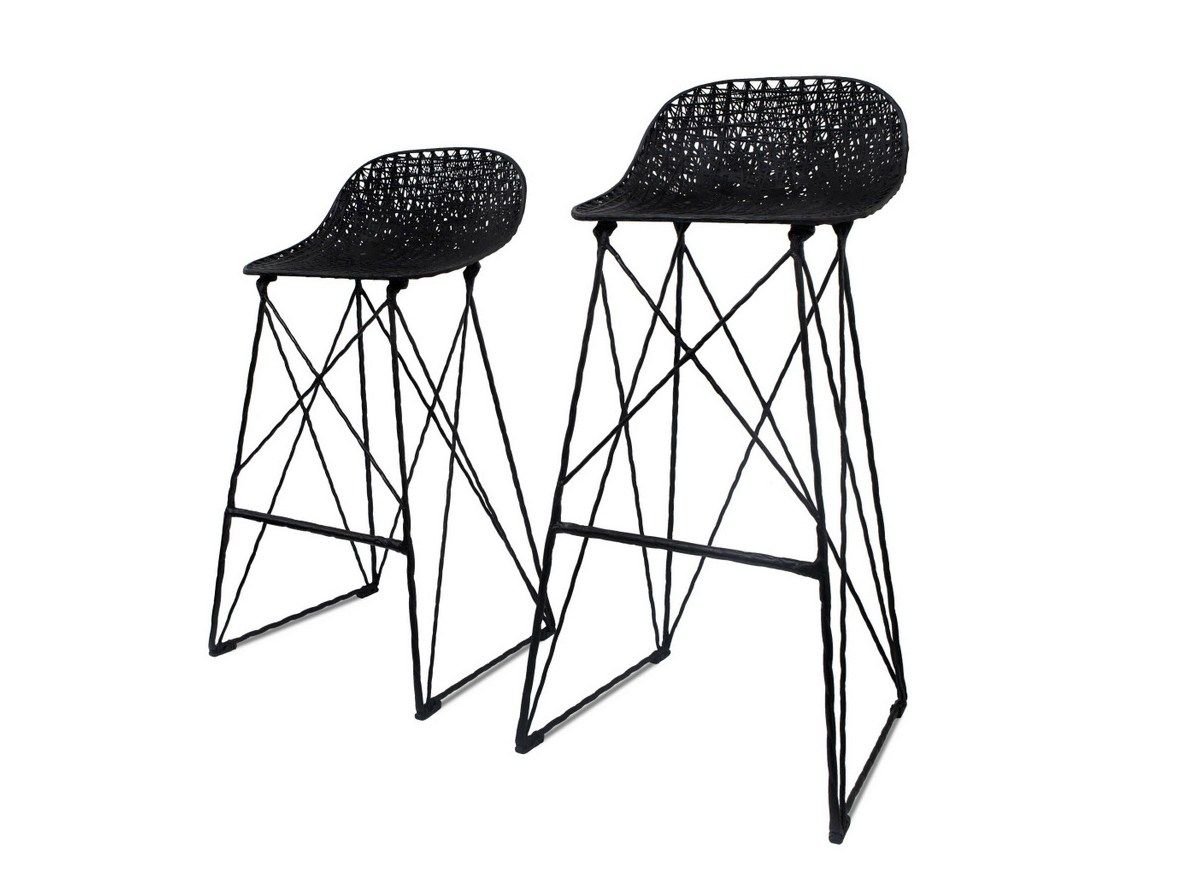 Sled base stool with footrest CARBON BAR STOOL By moooi design Bertjan Pot
