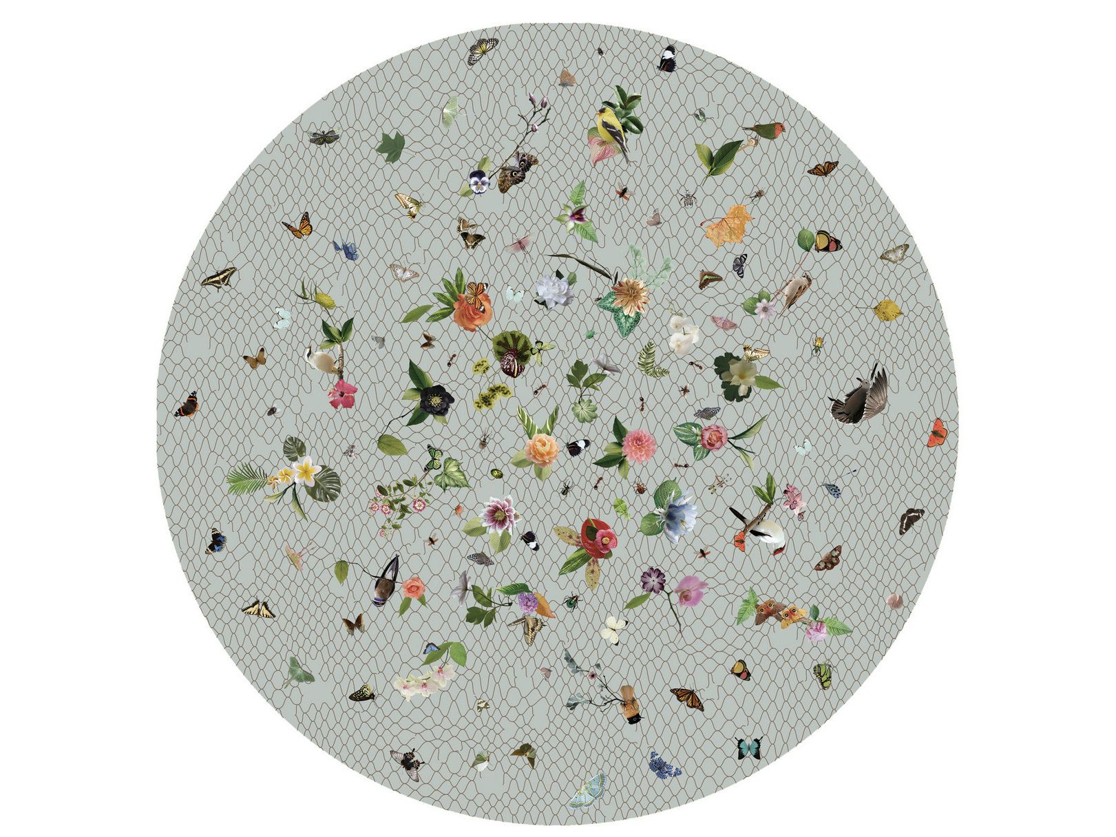 Round rug with floral pattern GARDEN OF EDEN LIGHT GREY By moooi design ...