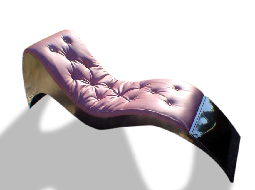 Stainles steel chaise longue with leather upholestery WAVE By ICI ET LÀ
