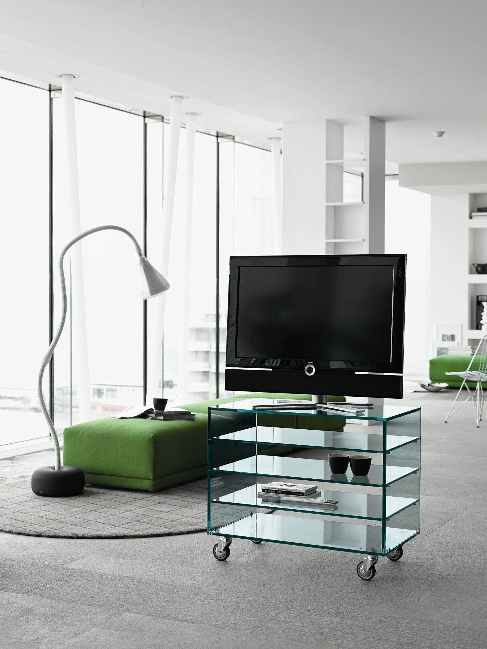 Meuble tv en verre à roulettes GRATTACIELO FIX By Tonelli Design design ...