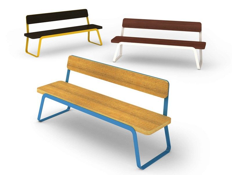 Steel and wood Bench VOLEE By LAB23 design GIBILLERO design
